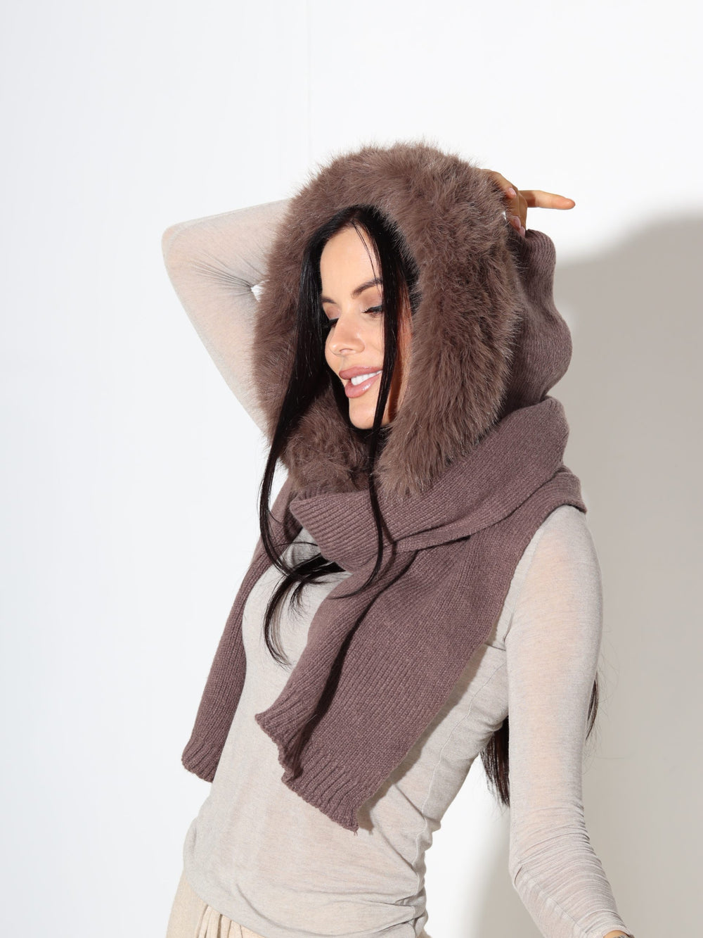 Šoko/brūna kapuce+šalle "2IN1" - 17430